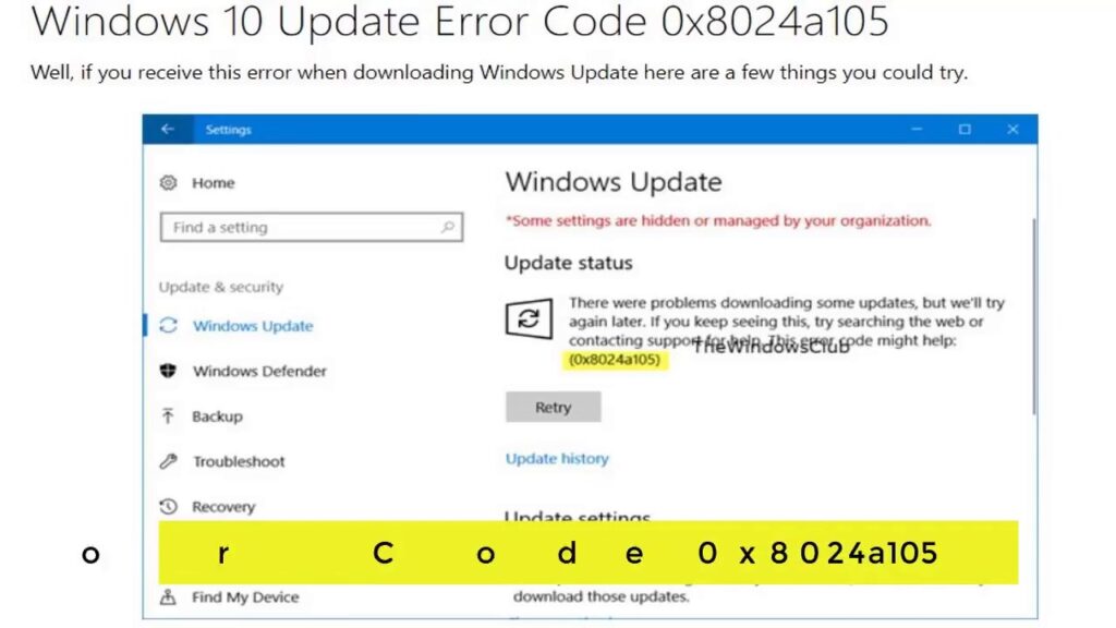 Fixed: Windows 10 Update Error Code 0x8024a105 - ISORIVER